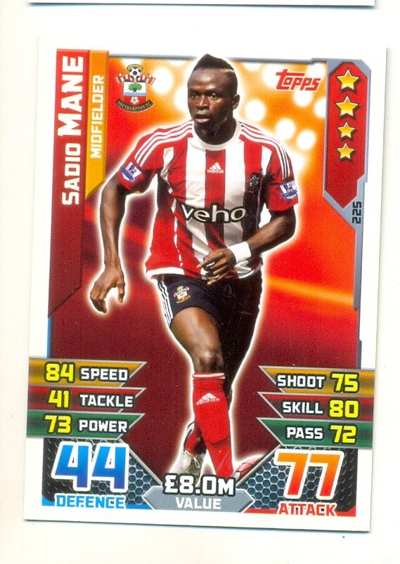 2015-2016 Match Attax Common Card - 225 - Sadio Mane - Southampton ...
