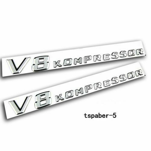 2x Chrome V8 KOMPRESSOR Fender Badge Car Body Side Skirts Sticker ...