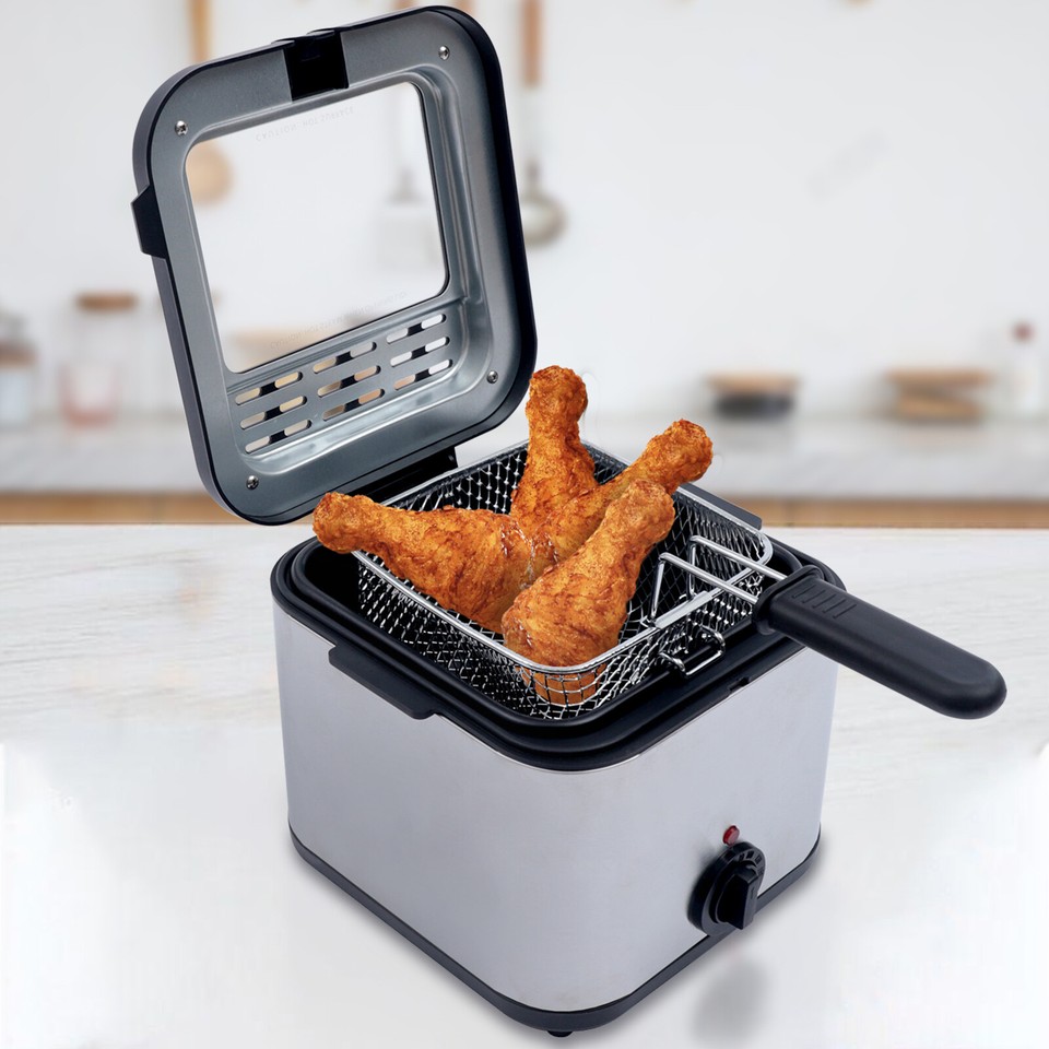 Electric Deep Fryer With Basket Small Fryer Stainless Steel Fish Fryer ...
