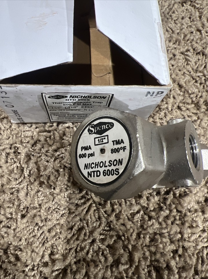 Spence Nicholson Ntd600-N1c9s Steam Trap,800F,Stainless Steel,600 Psi 1 ...