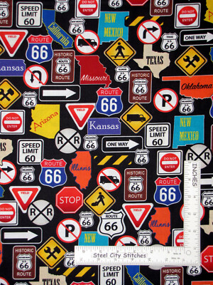 Road Signs One Way Speed Limit Travel Cotton Fabric QT This & That By ...