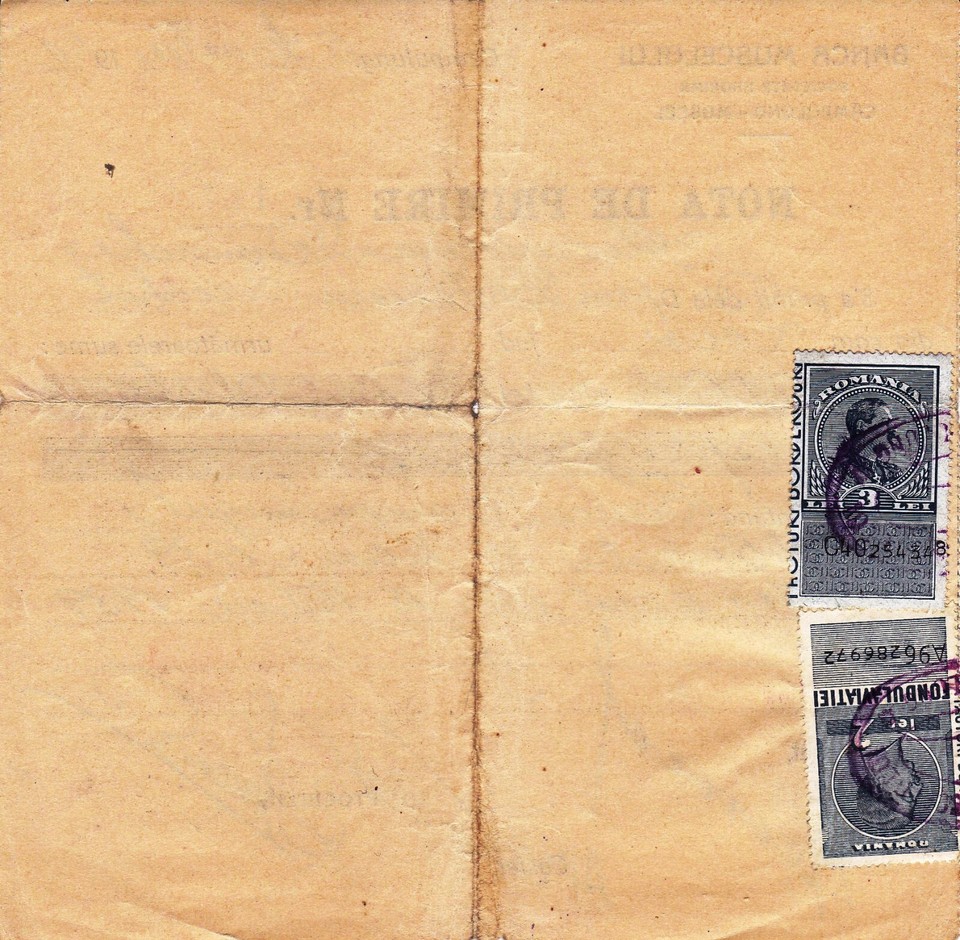 Romania, 1940, Vintage Bill / Receipt - Revenue / Fiscal Stamps ...