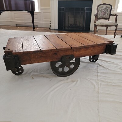 1900-1950 - Industrial Factory Cart Coffee Table