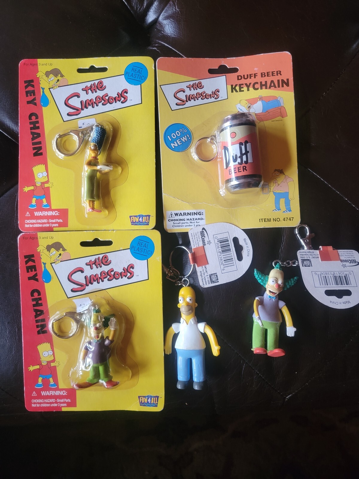 The Simpsons Lot of 5- Fun 4 All Key Chains-Bart/Krusty/Marge/Homer ...