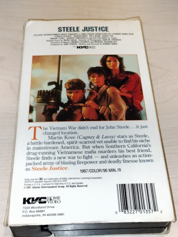 Steele Justice - KVC Home Video VHS (1988) Martin Kove Ronny Cox Robert ...