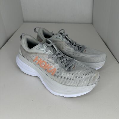 Hoka One One Bondi 8 Gray and Orange Lightweight Athleisure Multi ...