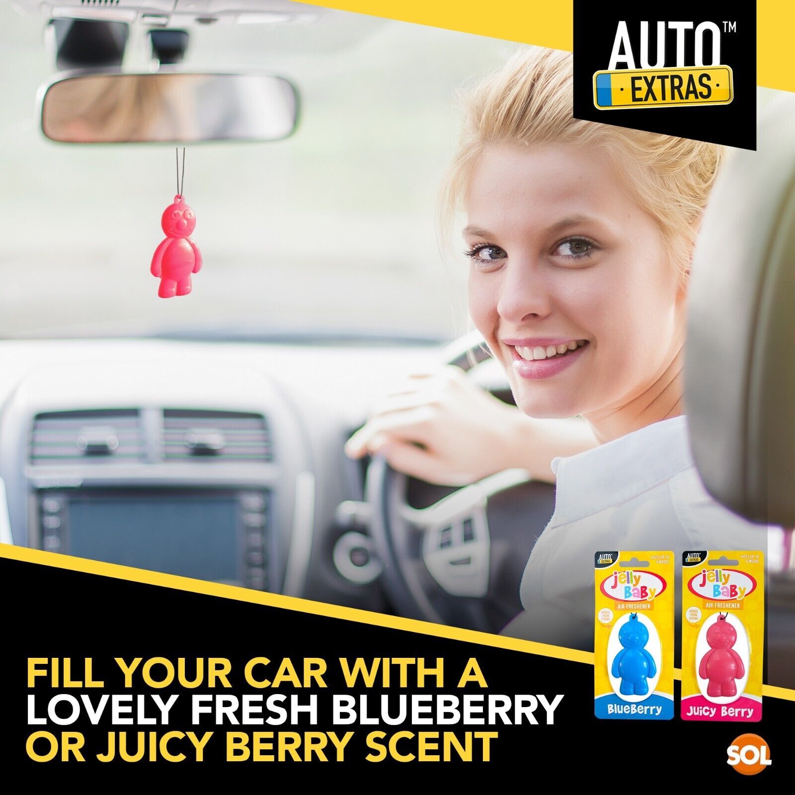 2 Jelly Baby Car Air Freshener Hanging Auto Freshner Blueberry Juicy ...