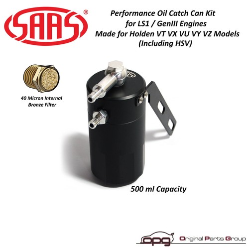 SAAS ST1012 Black Baffled Oil Catch Can Tank for LS1 GEN3 Eng VT VX VU ...