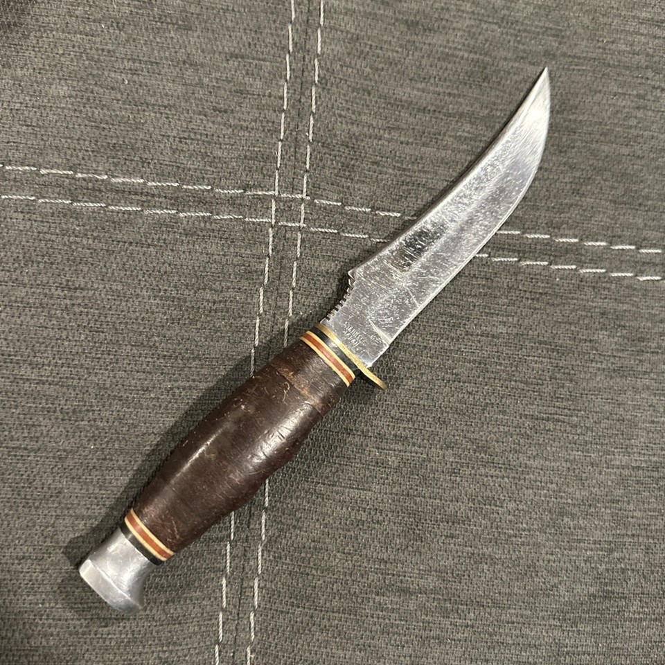 Kabar 1237 Japan Fixed Blade Hunting Knife Finger Groove Stacked ...