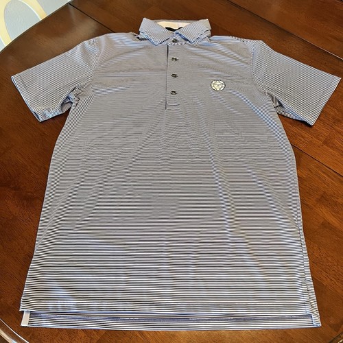 Greyson Golf Polo Shirt Men's M Stripe Short Sleeve Stretch Wolf Logo ...