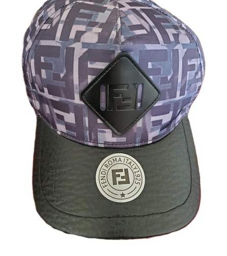 FENDI ROMA Made In Italy FF Logo Cap Hat Leather Brim One Size | eBay