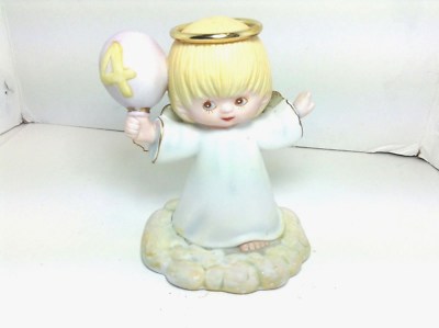 RARE=VTG=COMEMORATIVE 4TH B-DAY HALOED-ANGELW/ BLESSING INSCRIBED ...