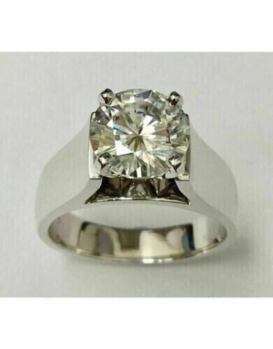 14K White Gold Plated 3Ct Round Lab-Created Diamond Solitaire ...