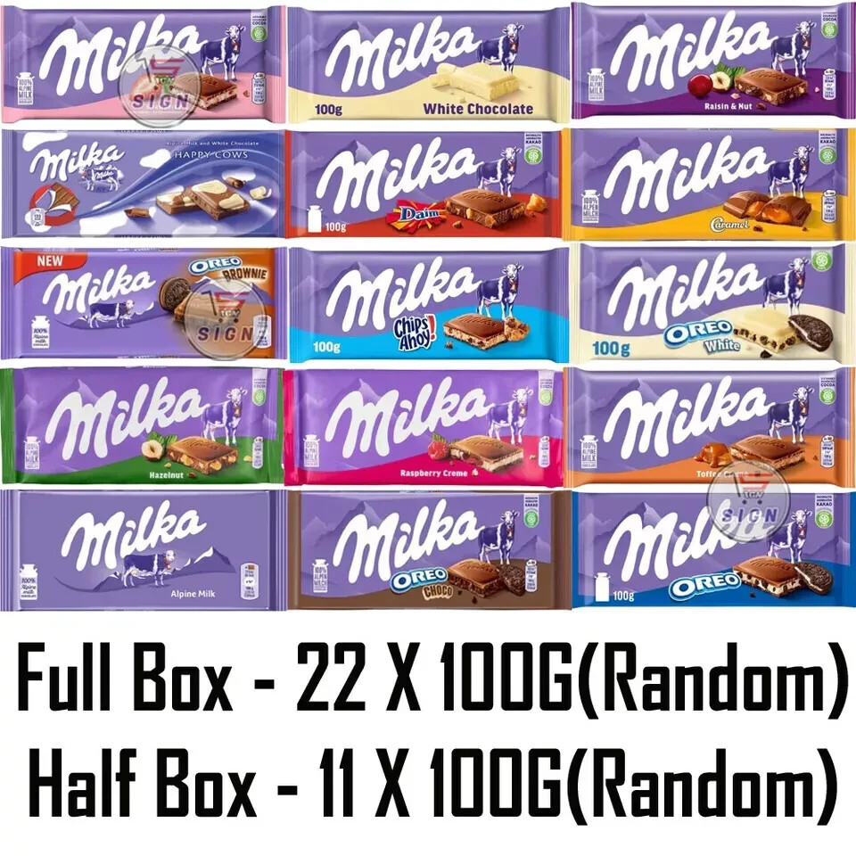 Milka Chocolate Full Box Variety Mix Flavours Daim,Oreo,Bubbly Milk Bar ...