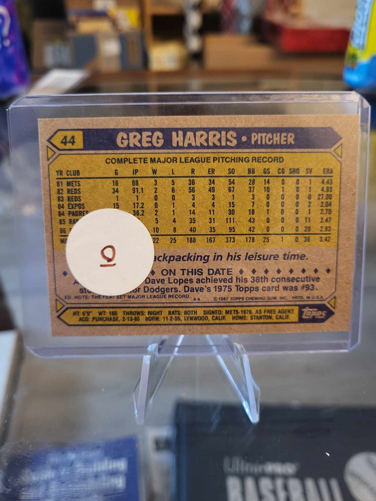 1987 Topps Greg Harris Texas Rangers #44 Set Break Ip In Person Auto ...