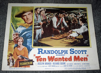 TEN WANTED MEN original 1954 lobby card movie poster RANDOLPH SCOTT/LEO ...