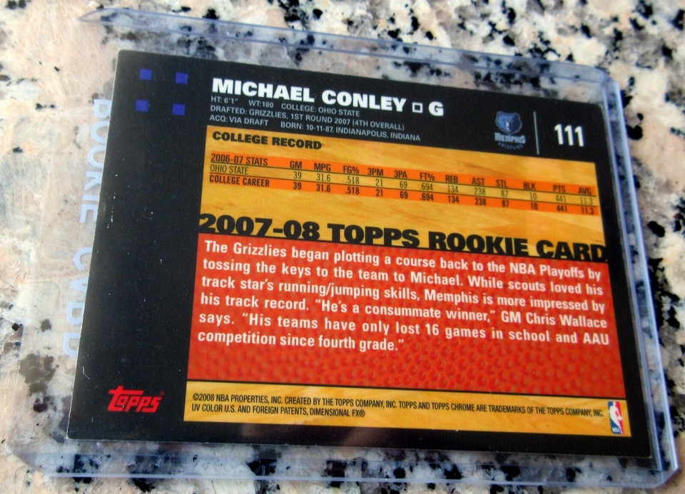 MIKE CONLEY JR. 2007 Topps CHROME #1 Draft Pick Rookie Card RC Wolves🔥🔥 ...