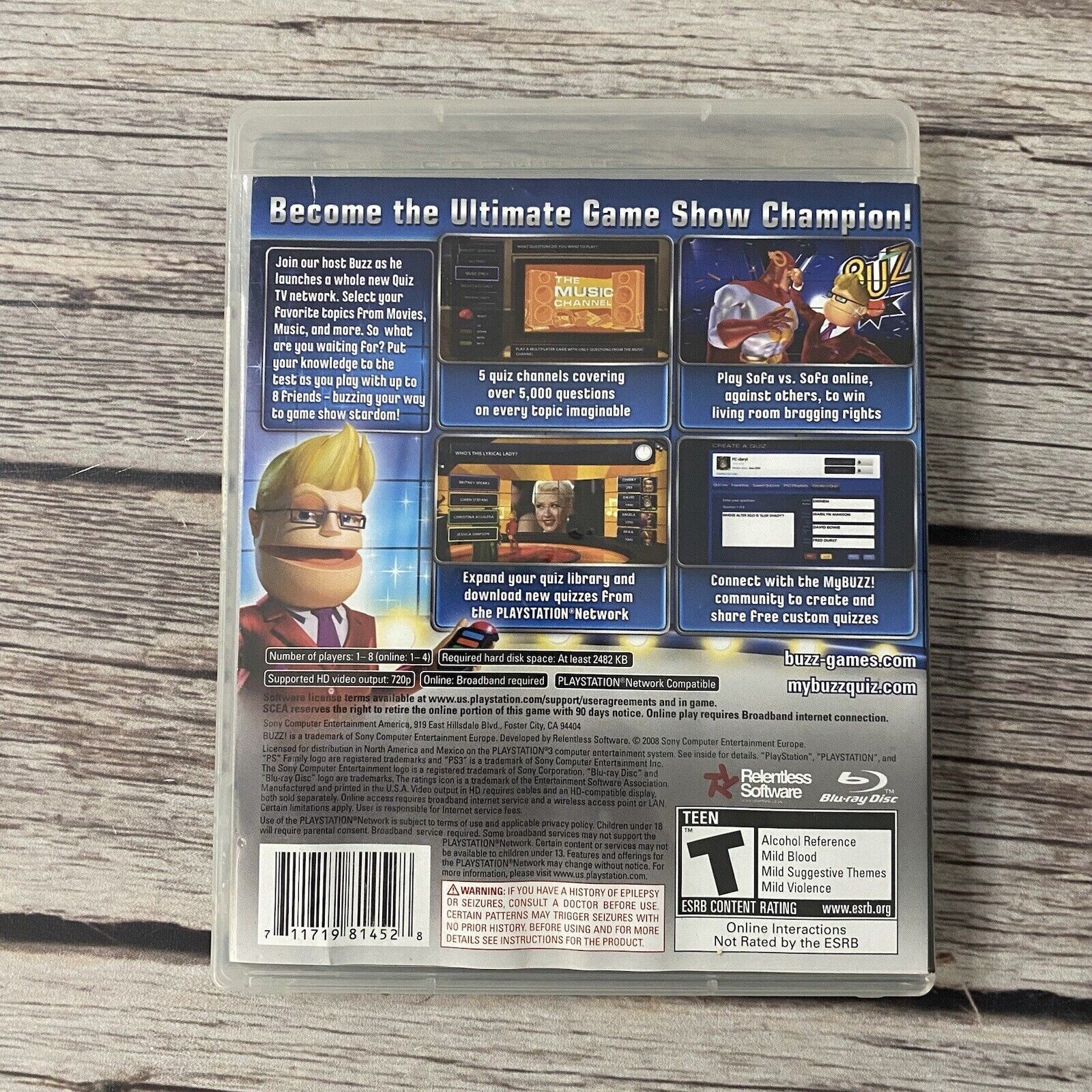 Buzz Quiz TV (Sony PlayStation 3, 2008) PS3 Game/Manual Only, no ...