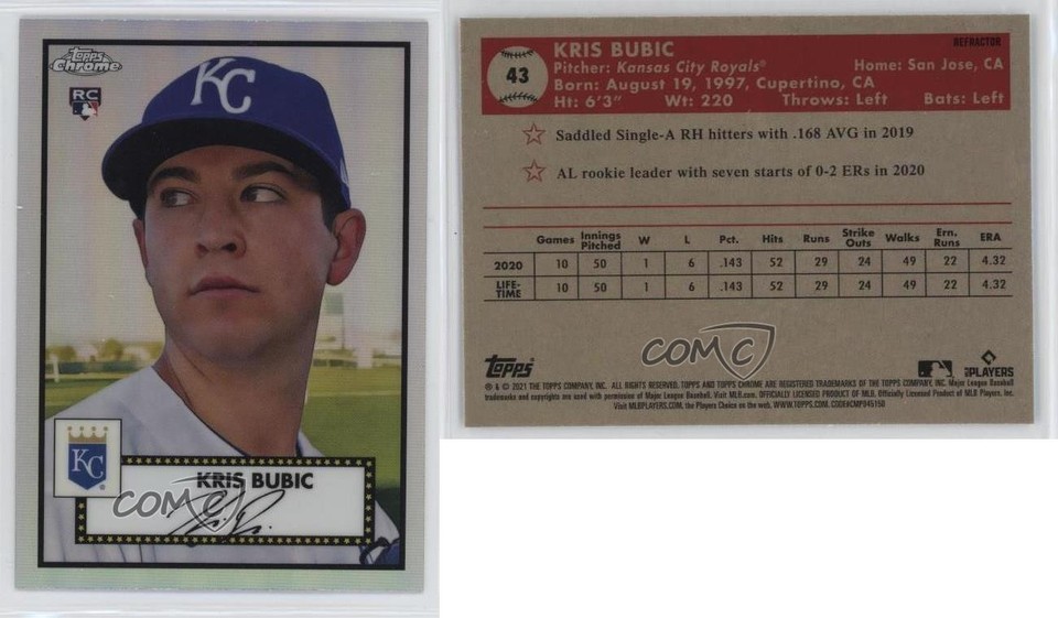 2021 Topps Chrome Platinum Anniversary Refractor Kris Bubic #43 Rookie ...