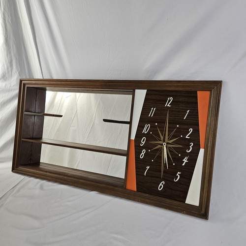 Vintage MCM Shadow Box Mirror Shelf Clock Wall Mount Mid-Century Modern ...