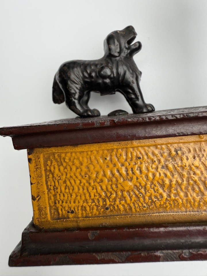Antique Original Patented Working Trick Dog Cast Iron Money Box USA ...