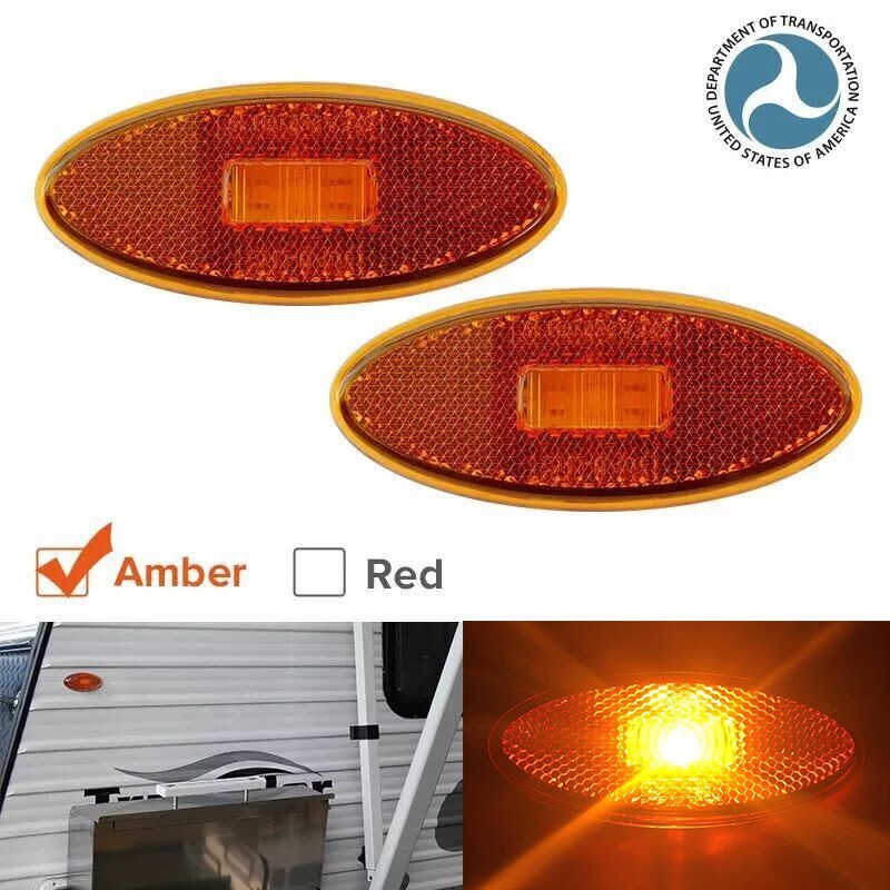 2PCS 12V LED Trailer Oval Marker indicator Side Clearance Lights Auto ...
