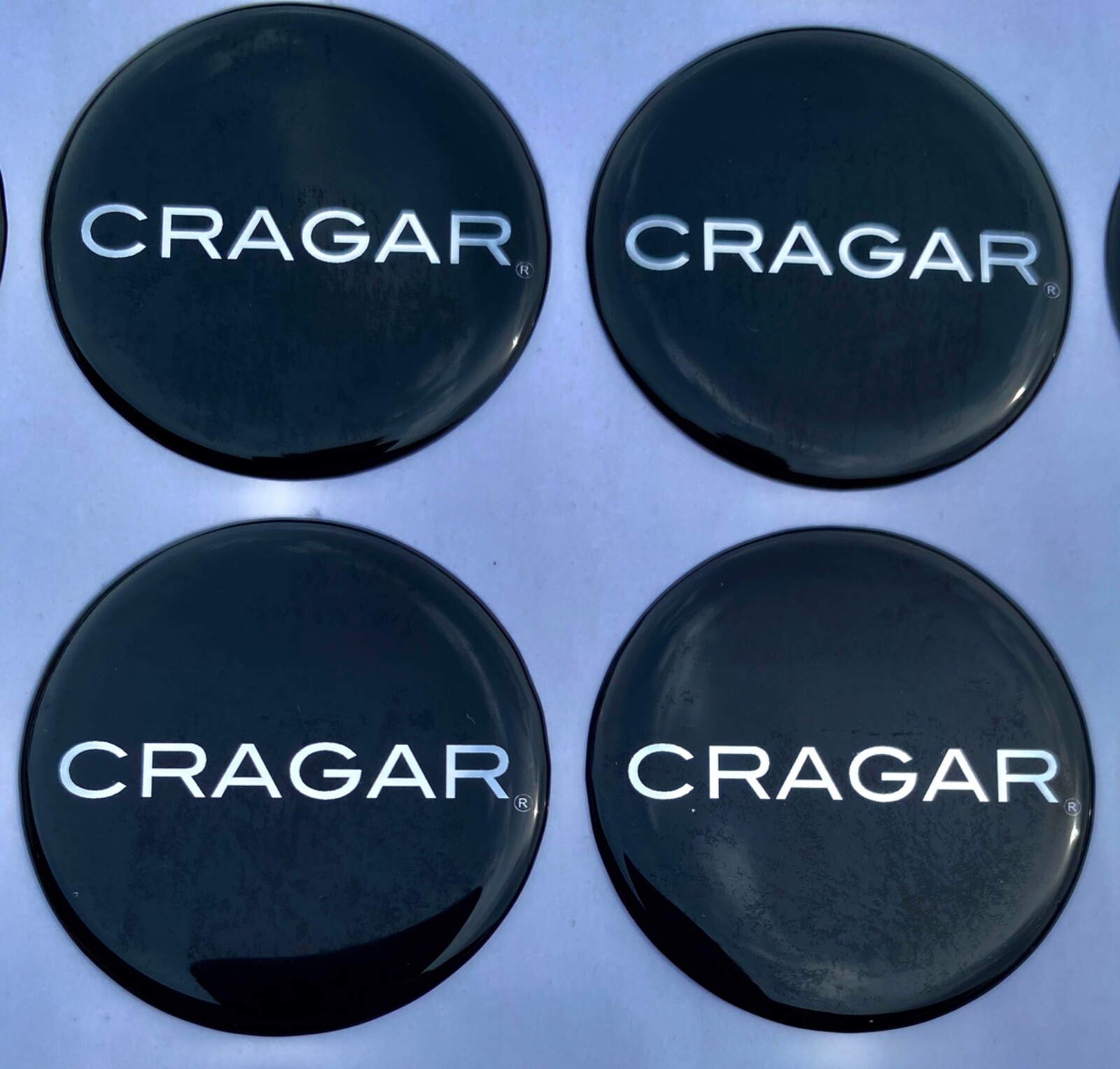 CRAGER Wheel Center Cap Emblems Decals Black and Chrome 1.75" SS ET GT ...