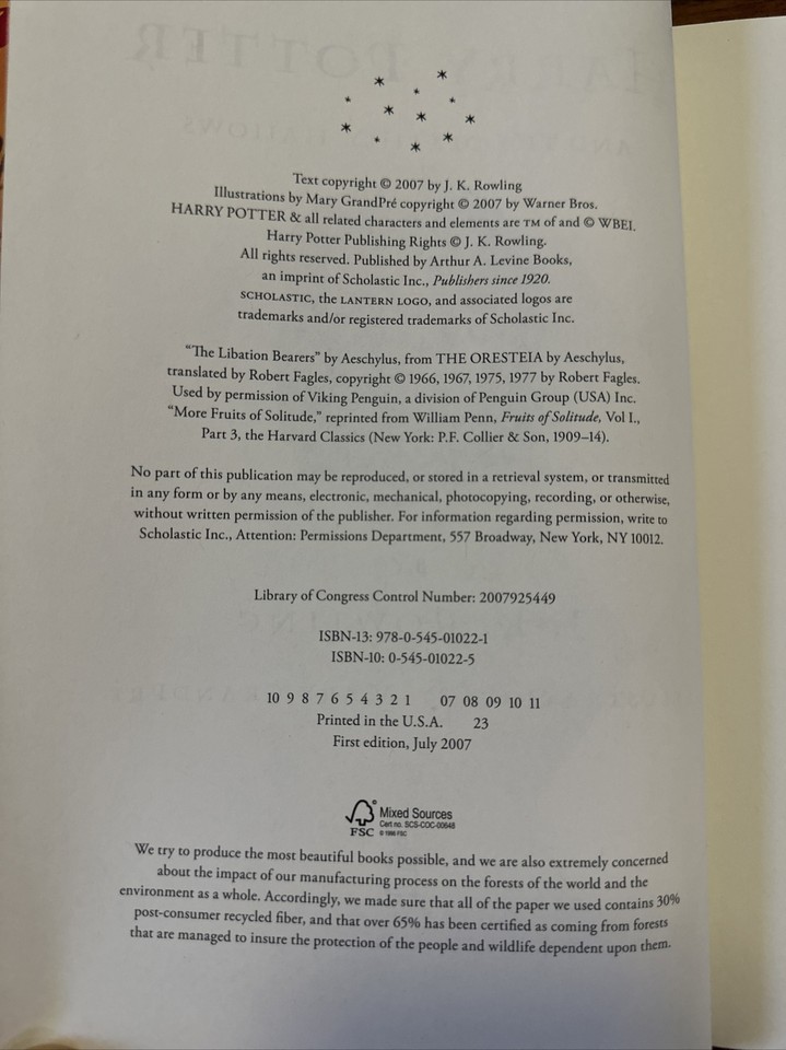 Daniel Radcliffe Signed Harry Potter Deathly Hallows In Person. Hard ...