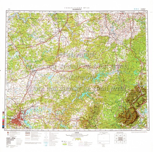 Soviet Russian Topographic Map NASHVILLE, TENNESSEE USA 1:500K Ed.1983 ...