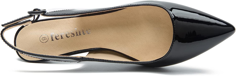 Fereshte Women's Slingback Low Kitten Heels Pumps Closed Toe Dress ...