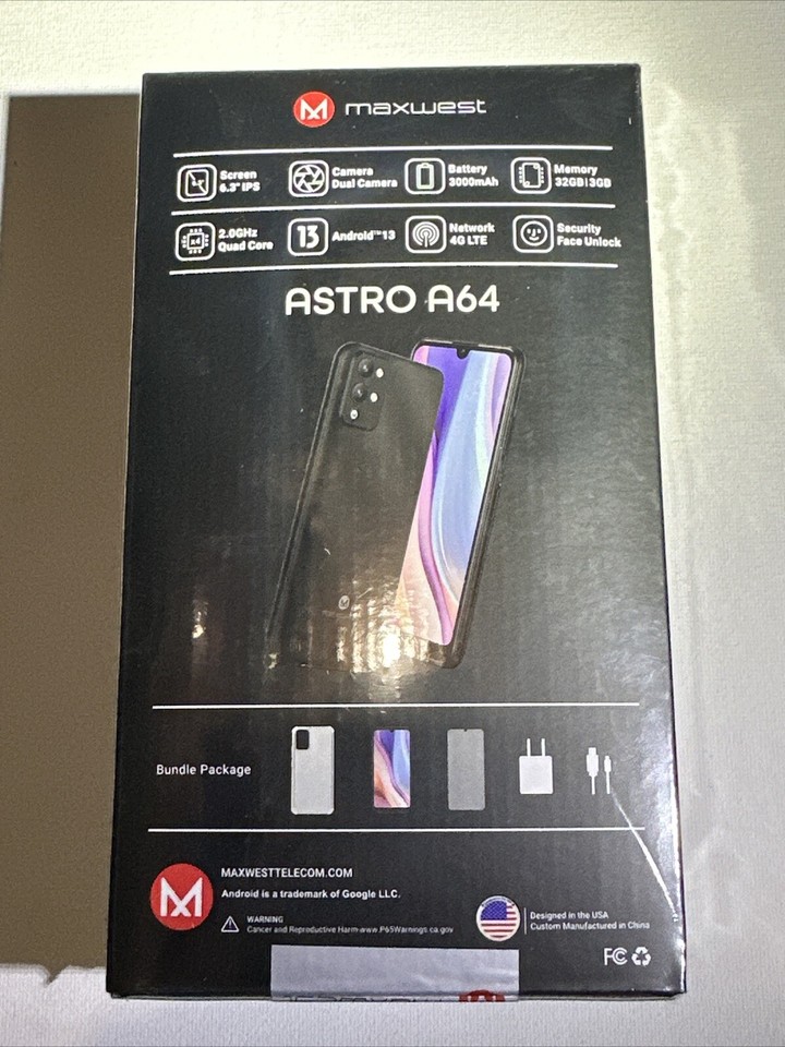 LOT OF 3! Sealed. Maxwest Astro A64 32GB Dual Sim (Unlocked) Black. | eBay