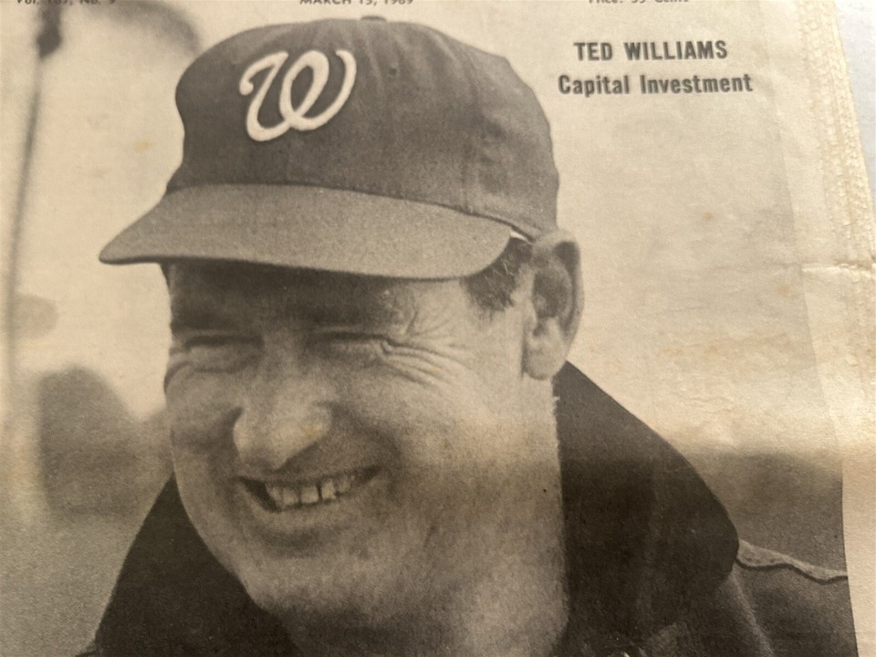 1969 Sporting News WASHINGTON Senators TED WILLIAMS No Label BOSTON RED ...