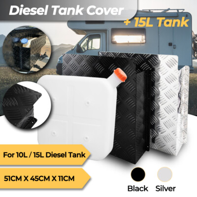 Caravan Diesel Tank Cover for 10L/15L Tank Black/Silver + 15L Tank ...