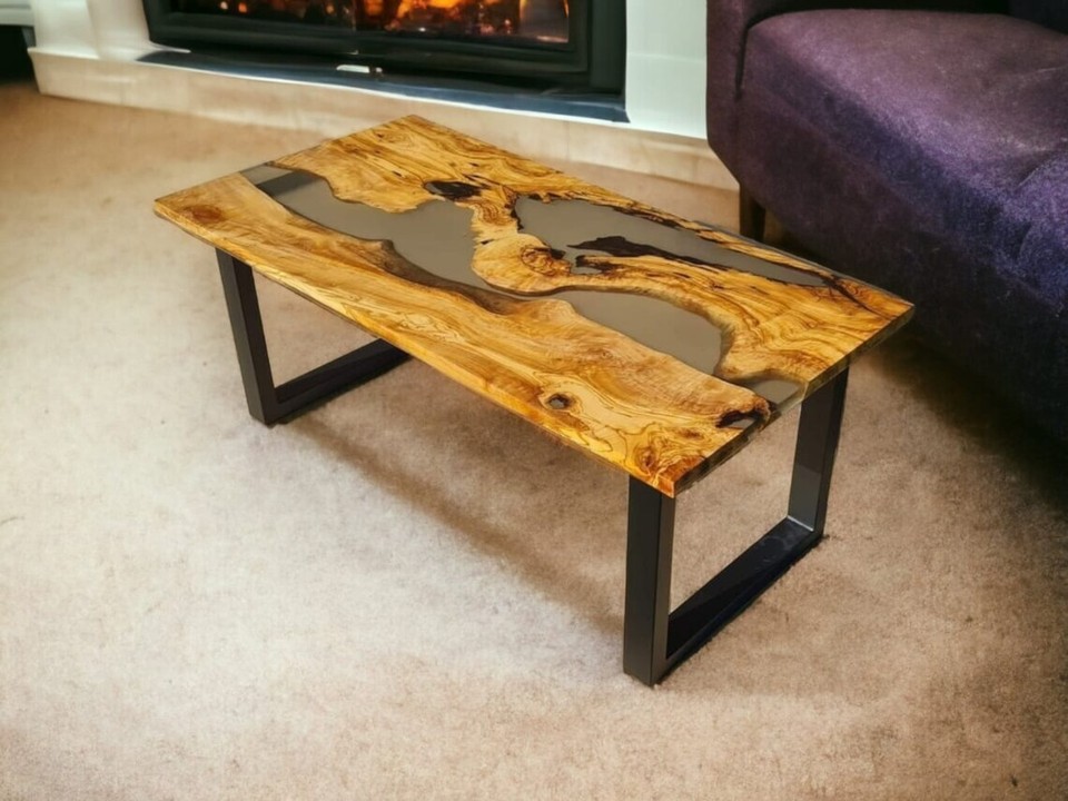 Transparent Wood Epoxy Coffee Table, Epoxy Resin Table,Smokey River ...