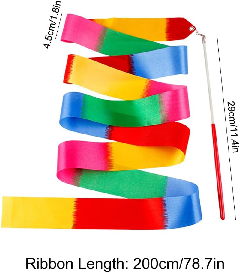 2pcs Streamers Sticks Gym Ribbons Dance Rainbow Ribbons for Kids ...