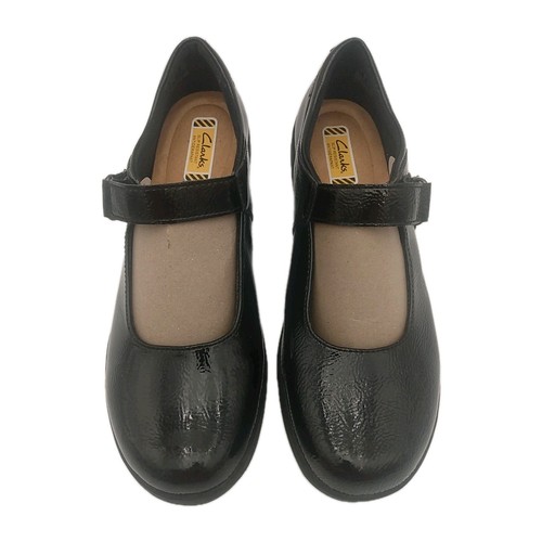Clarks Women's Talene Ave Mary Jane Round Toe Black Patent Leather Size ...