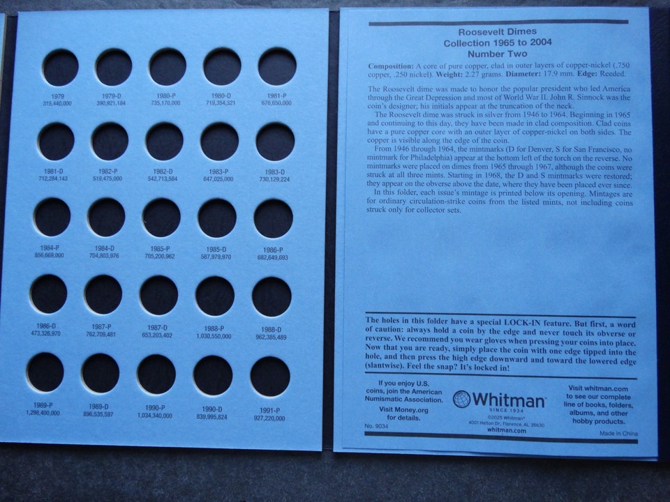 Set of 3 - Whitman Roosevelt Dime Coin Folders Number 1-3 1946-2025 ...