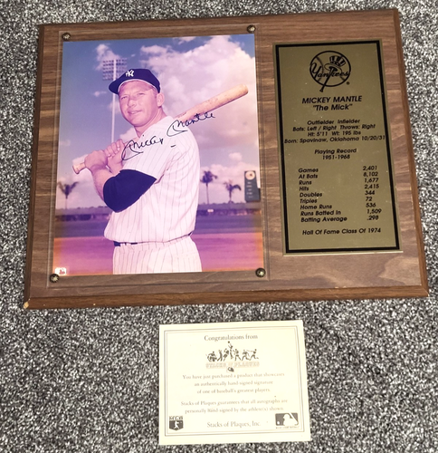 MICKEY MANTLE AUTOGRAPHED HAND SIGNED PLAQUE STACKS OF PLAQUES ...