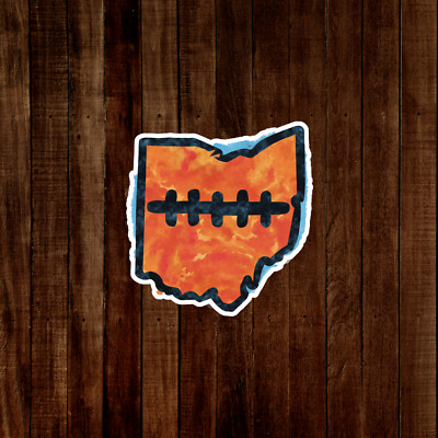 Ohio Football State Map Sticker - Watercolor Ohio State Buckeyes Decal ...