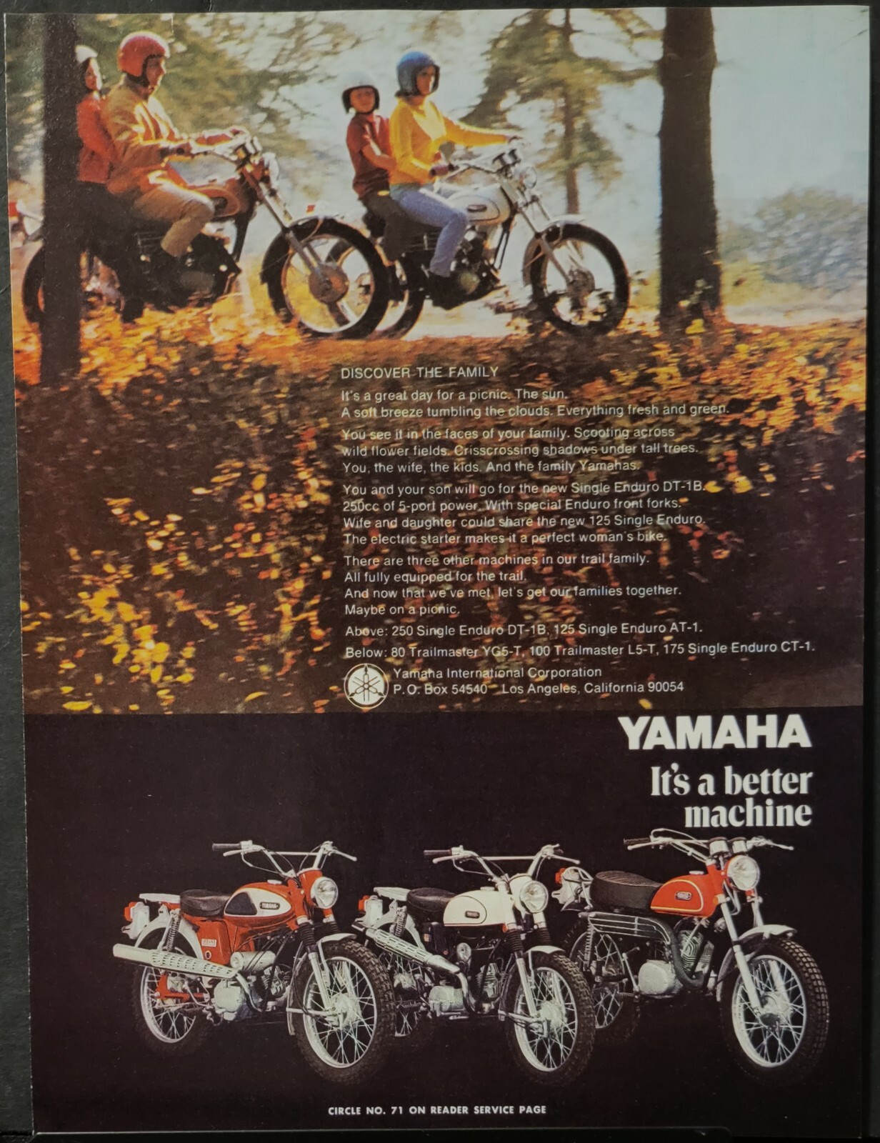 1969 Yamaha 125 AT1 DT1 250 Trailmaster CT1 Single Enduro Motorcycle ...