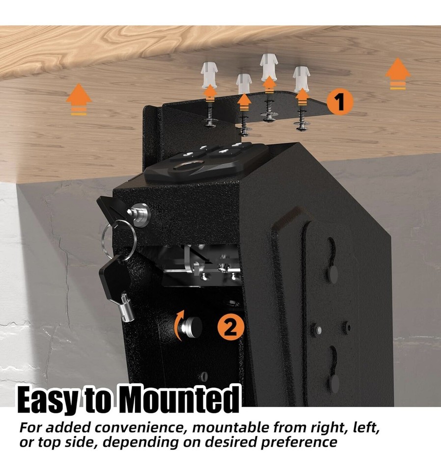 HARDROCK Biometric Gun Safe Pistol Wall Mount Desk Bedside | eBay