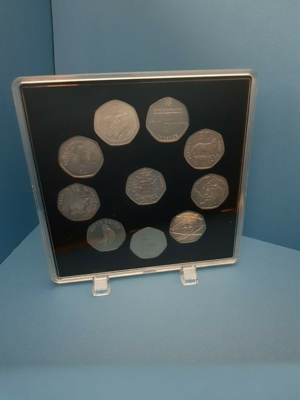 ACRYLIC COIN DISPLAY CASES FOR OLD 50p, NEW 50p,10p,1 pound,2 POUNDS ...