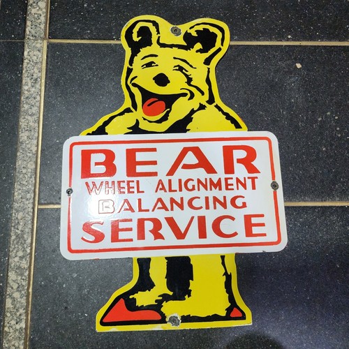 BEAR SERVICE PORCELAIN ENAMEL SIGN 15 X 22 INCHES | eBay