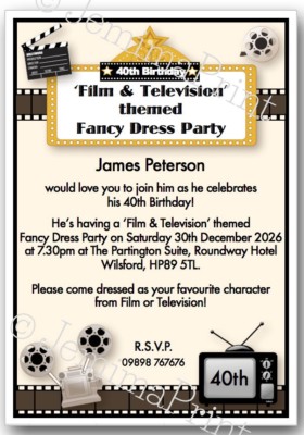 Personalised TV Movies Fancy Dress Party Invites 30th 40th 50th 60th ...
