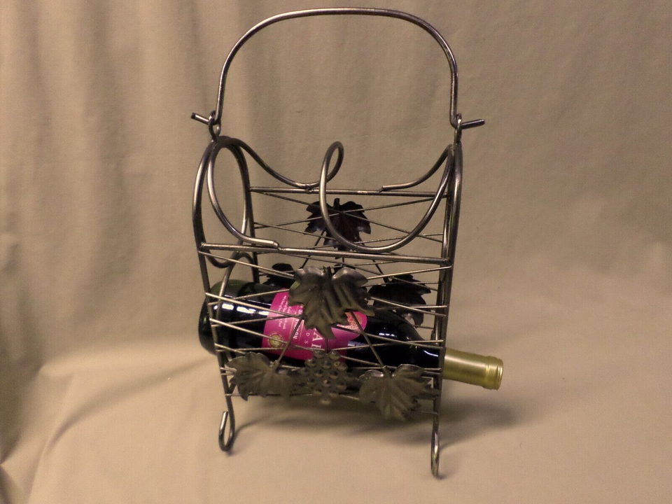 3816J Wine Rack 4 Bottle Capacity. Tabletop. Pewter With Grapes Leaves ...