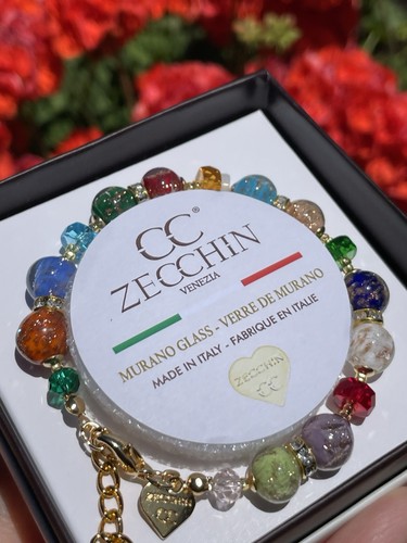 MURANO GLASS beaded multicolor Bracelet Brass by CC ZECCHIN Made in ...