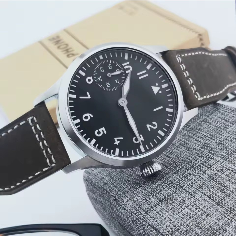 Pilot Watch 42mm ETA 6497 Exhibition Case. Black dial. | eBay
