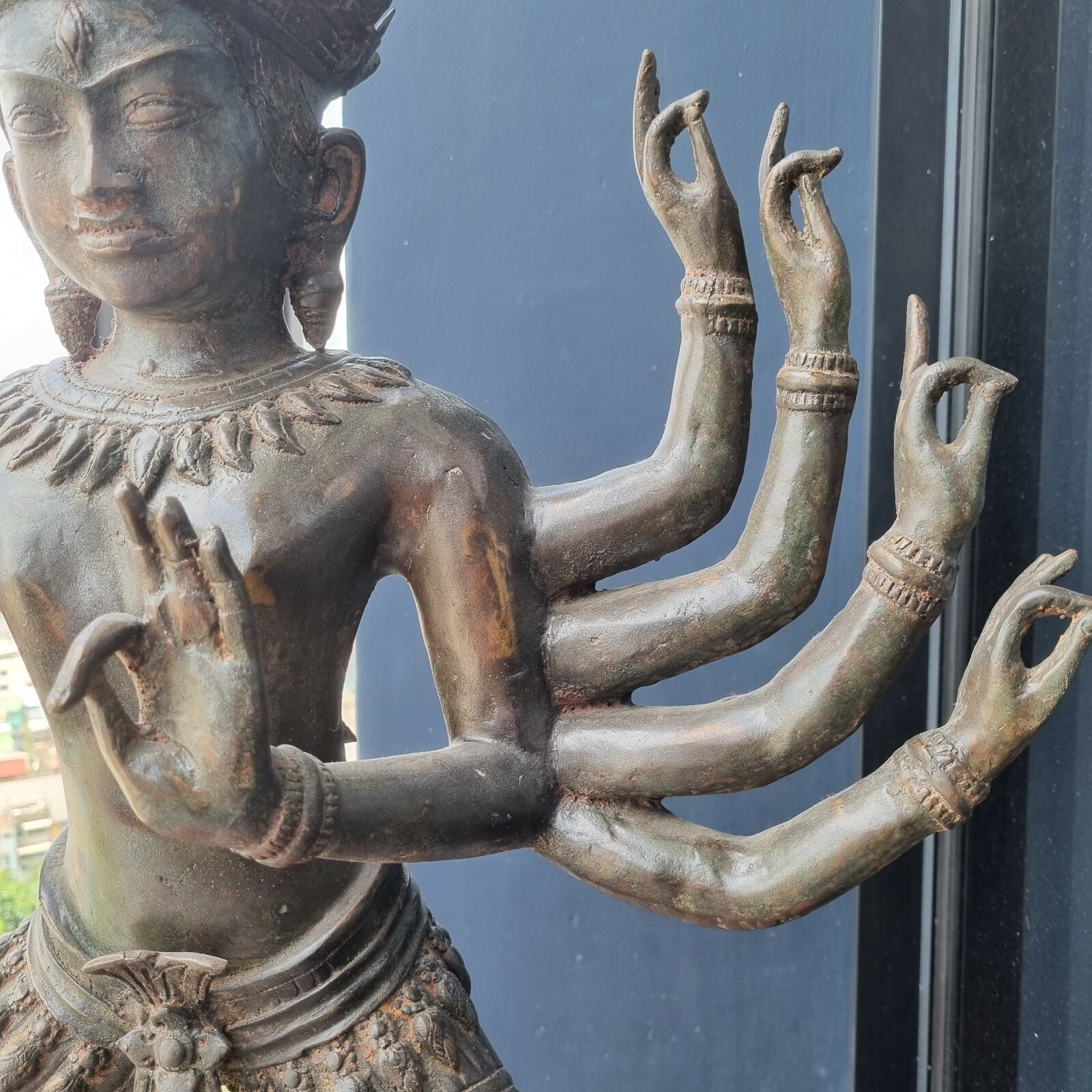 30.7" Large Thai Buddha Statue Garden Khmer Apsara God Hevajra Bronze ...