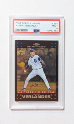 Justin Verlander Rookie PSA 9 2007 Topps Chrome MLB HOF Tigers Houston ...