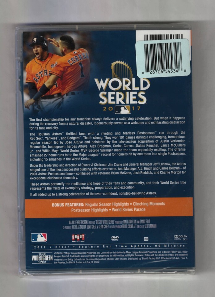 NEW OFFICIAL MLB DVD: WORLD SERIES CHAMPIONS 2017 Houston Astros, Bonus ...